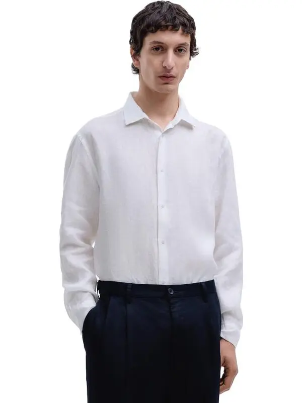 H&m Slim Fit Linen Shirt - White