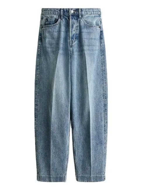 H&m Barrel High Ankle Jeans - Light Denim Blue