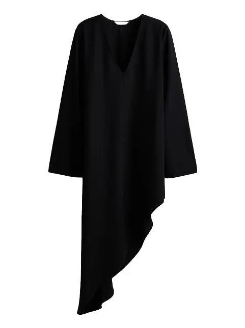 H&m Asymmetrical V-neck Long Sleeve Dress - Black