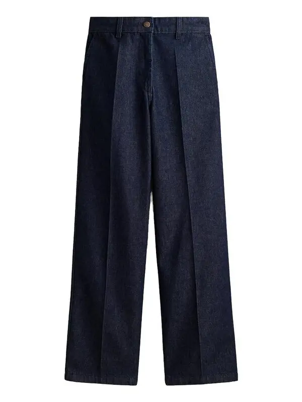 H&m High-waisted Wide-leg Jeans - Dark Denim Blue