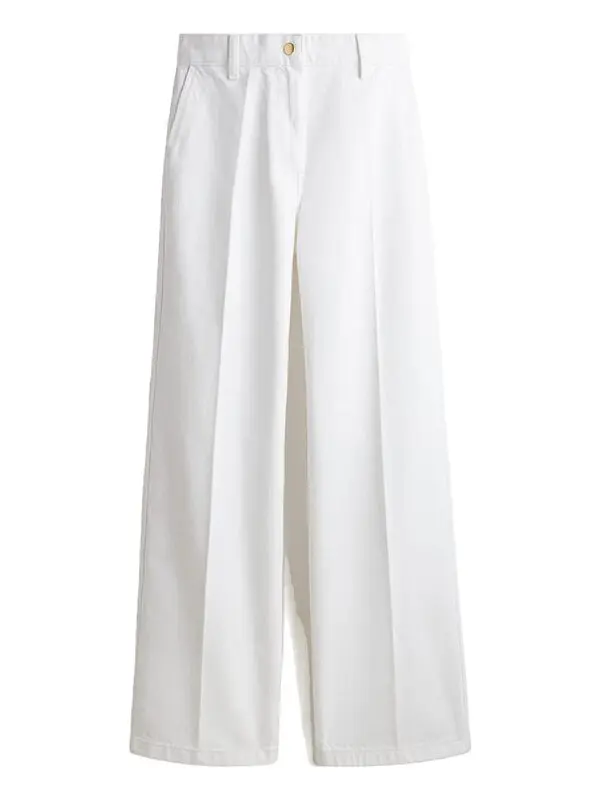 H&m High-waisted Wide-leg Jeans - White
