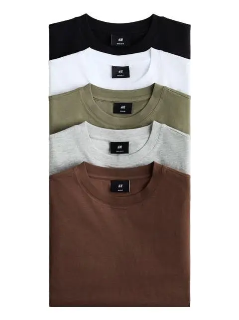 H&m 5-pack Regular Fit T-shirts - Brown