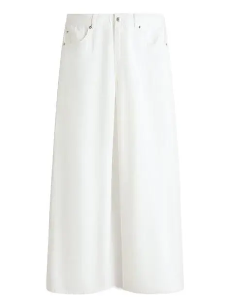 H&m Wide Leg Regular Waist Jeans - Cream