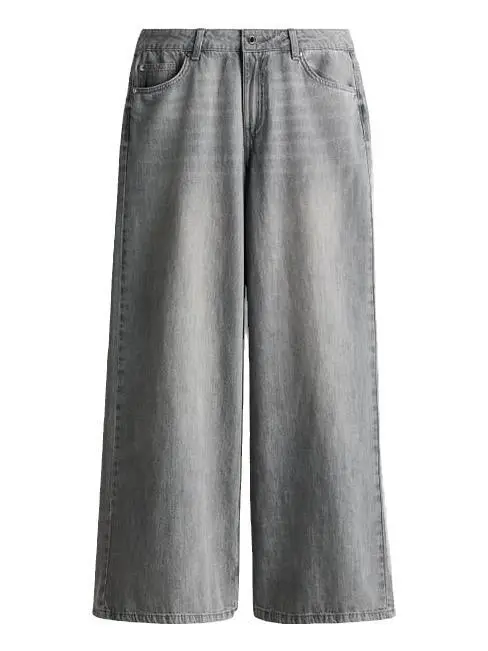 H&m Wide Leg Regular Waist Jeans - Gray