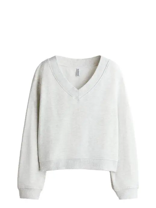 H&m V-neck Sweatshirt - Light Gray Melange