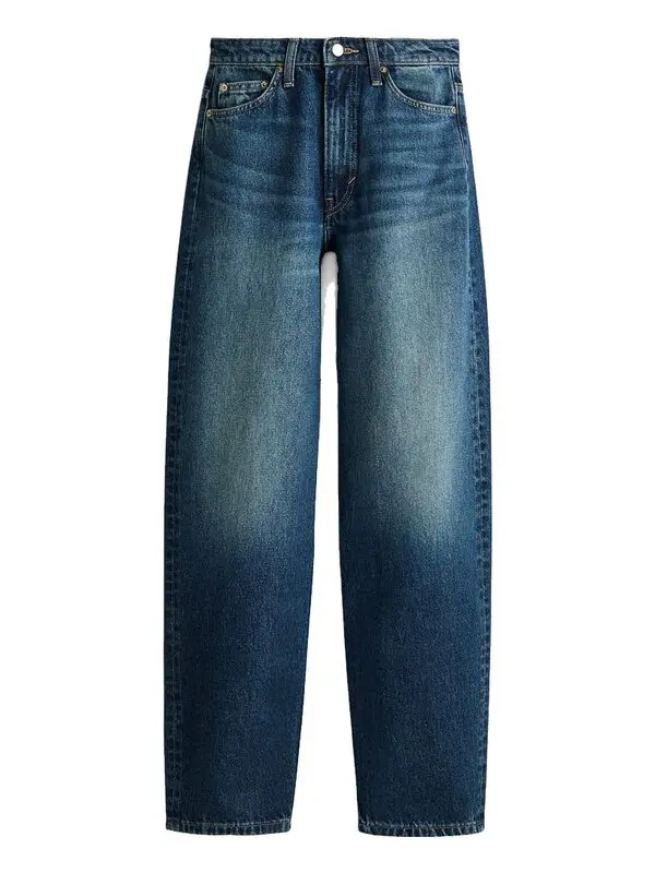 H&m Barrel High Waist Jeans - Dark Denim Blue