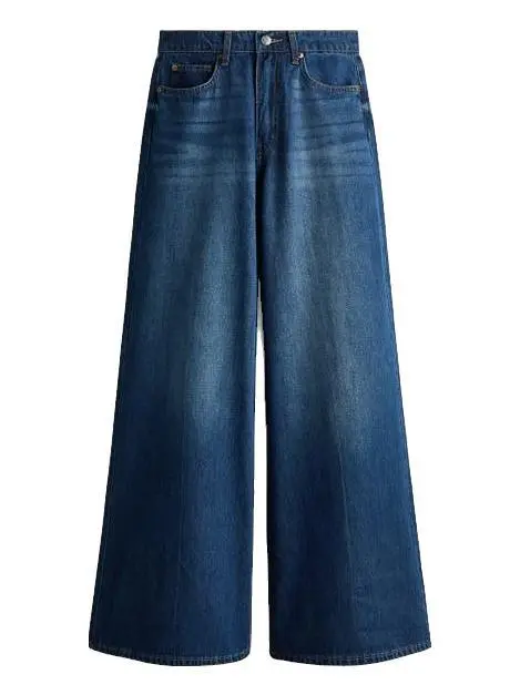 H&m High Waist Wide Leg Jeans - Denim Blue