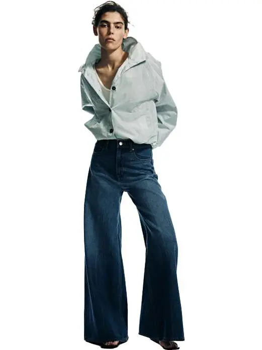 H&m Super Wide High Waist Jeans - Denim Blue