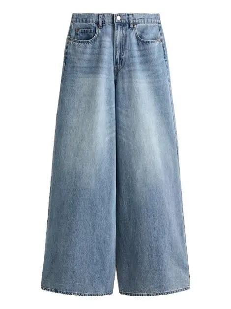H&m High Waist Wide Leg Jeans - Light Denim Blue