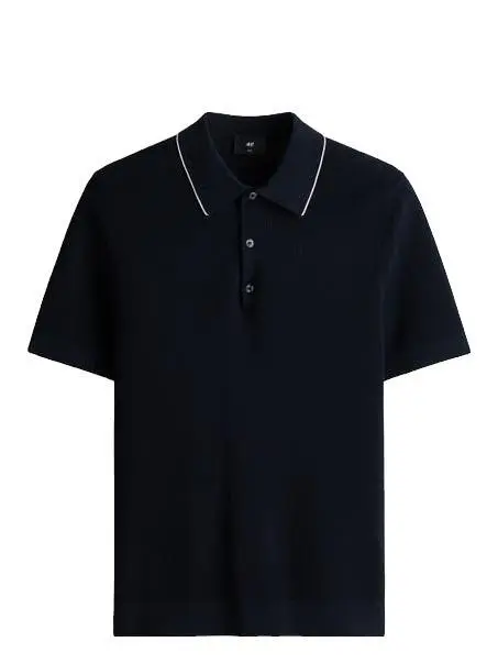 H&m Slim Fit Polo Shirt - Dark Blue