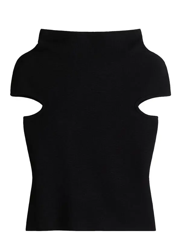H&m Short Sleeve Turtleneck Top - Black