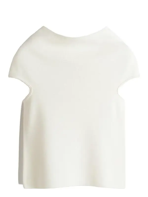 H&m Short Sleeve Turtleneck Top - Cream