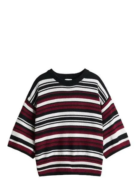 H&m Striped Loose-fit Pullover Sweater - Navy Blue/striped