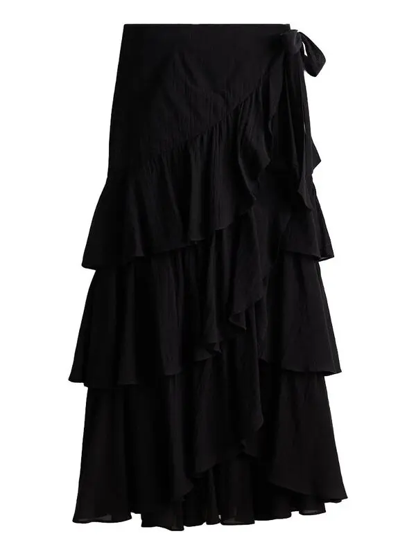 H&m Tiered Wrap Skirt - Black