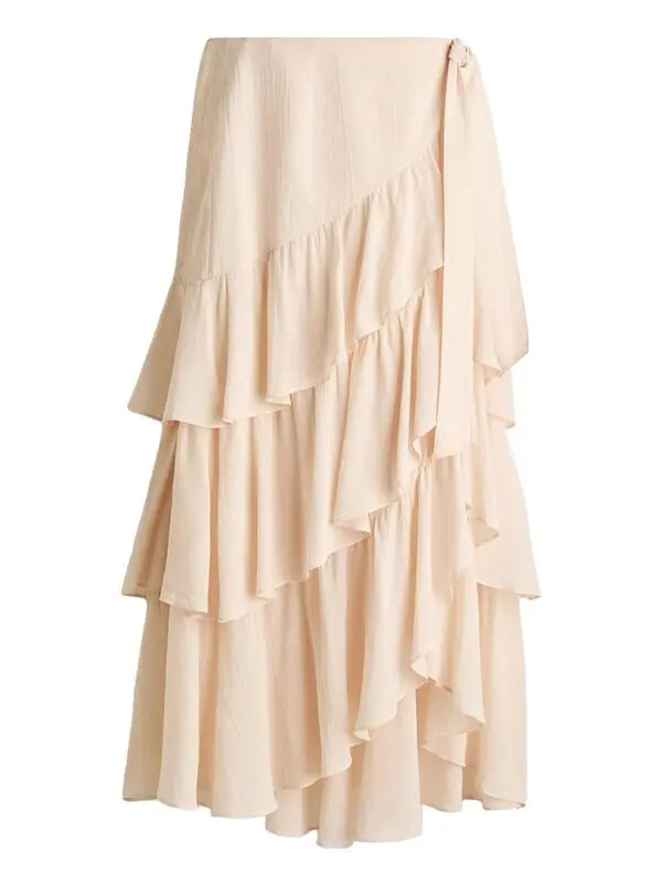 H&m Tiered Wrap Skirt - Light Beige