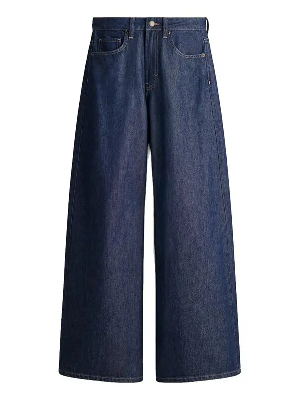 H&m Wide Leg High Waist Jeans - Dark Denim Blue