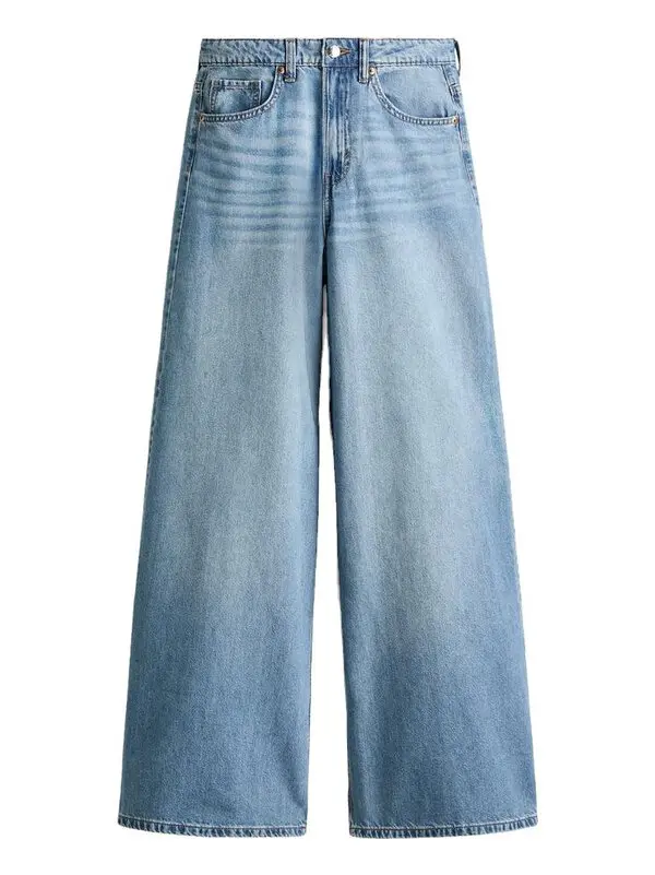 H&m Wide Leg High Waist Jeans - Denim Blue