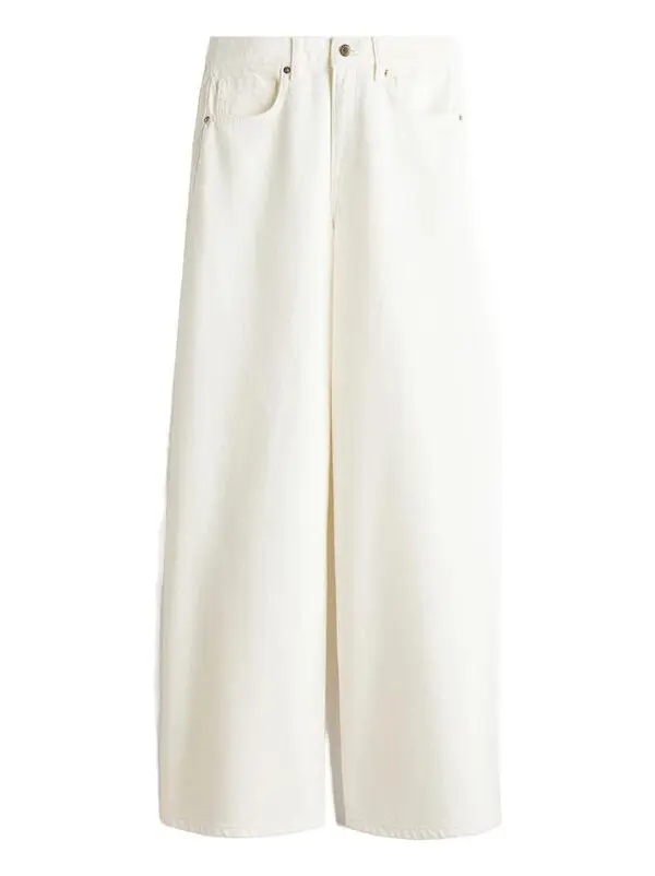 H&m Wide Leg High Waist Jeans - White