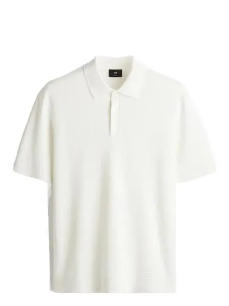 H&m Slim Fit Textured Polo Shirt - White