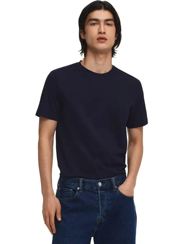H&m Slim Fit Pima Cotton T-shirt - Navy Blue