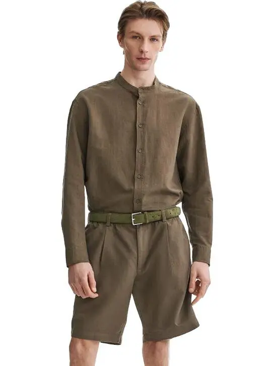 H&m Linen-blend Relaxed Fit Shorts - Brown