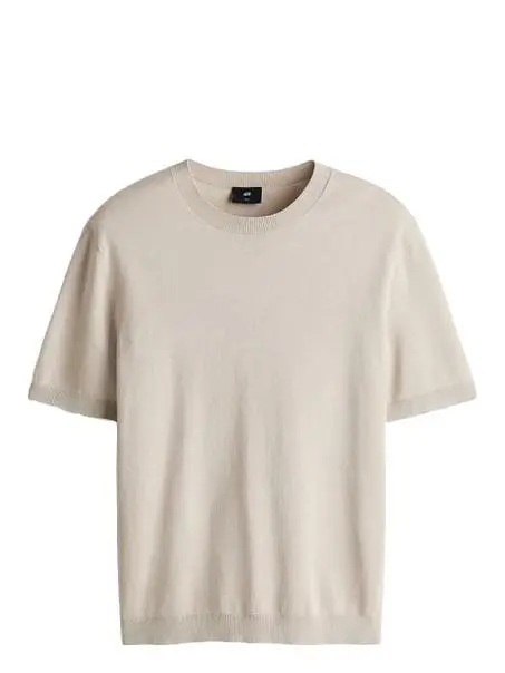 H&m Slim Fit Knitted T-shirt - Beige