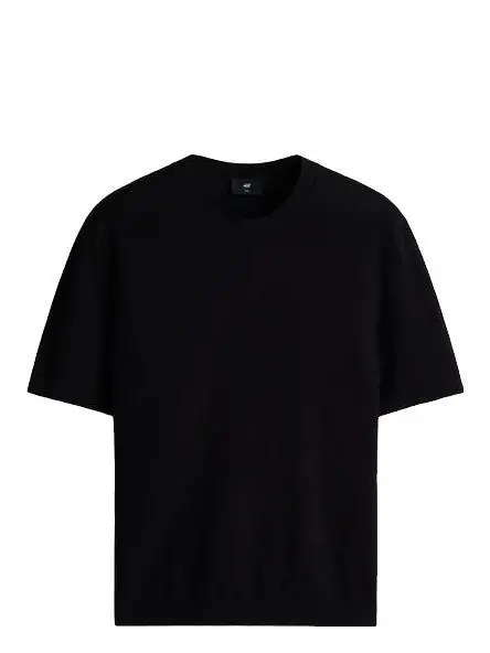H&m Slim Fit Knitted T-shirt - Black