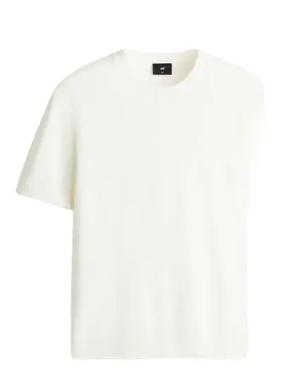H&m Slim Fit Knitted T-shirt - White