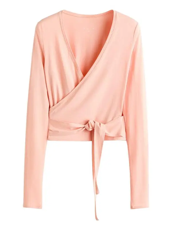 H&m Modal Jersey Wrap Sports Top - Apricot