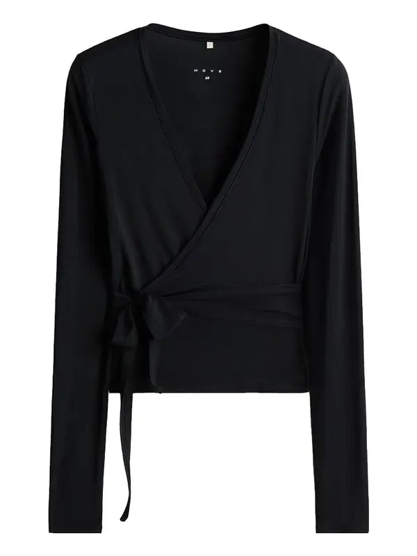 H&M Modal Jersey Wrap Sports Top - Black