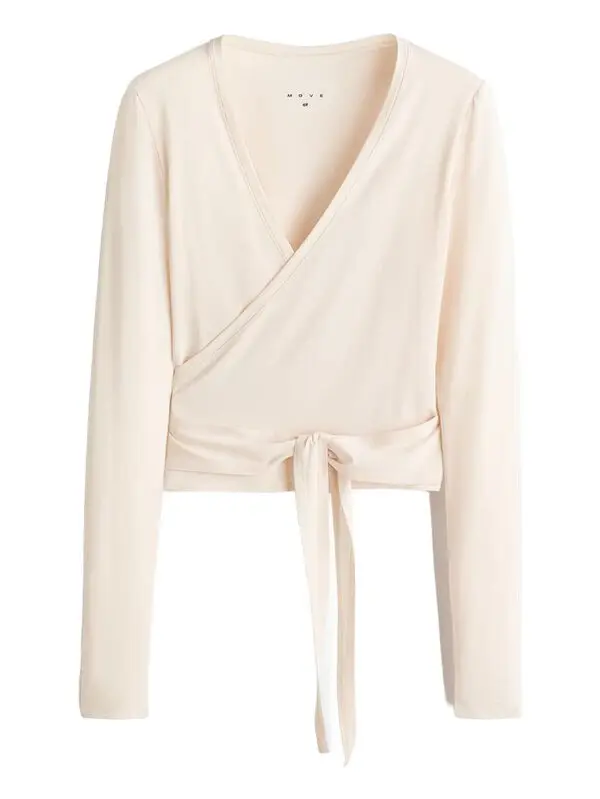 H&m Modal Jersey Wrap Sports Top - Ivory