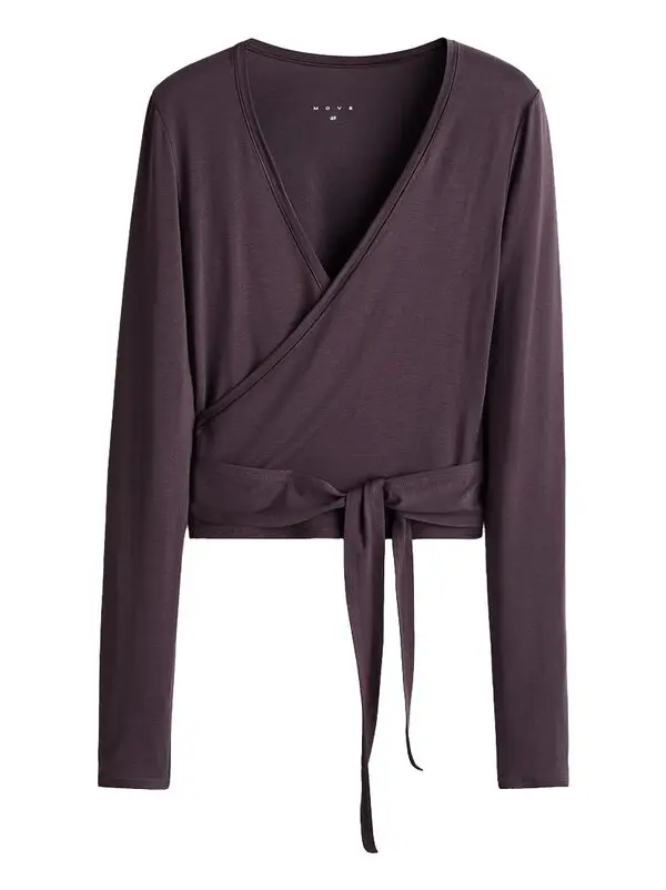 H&m Modal Jersey Wrap Sports Top - Plum Purple
