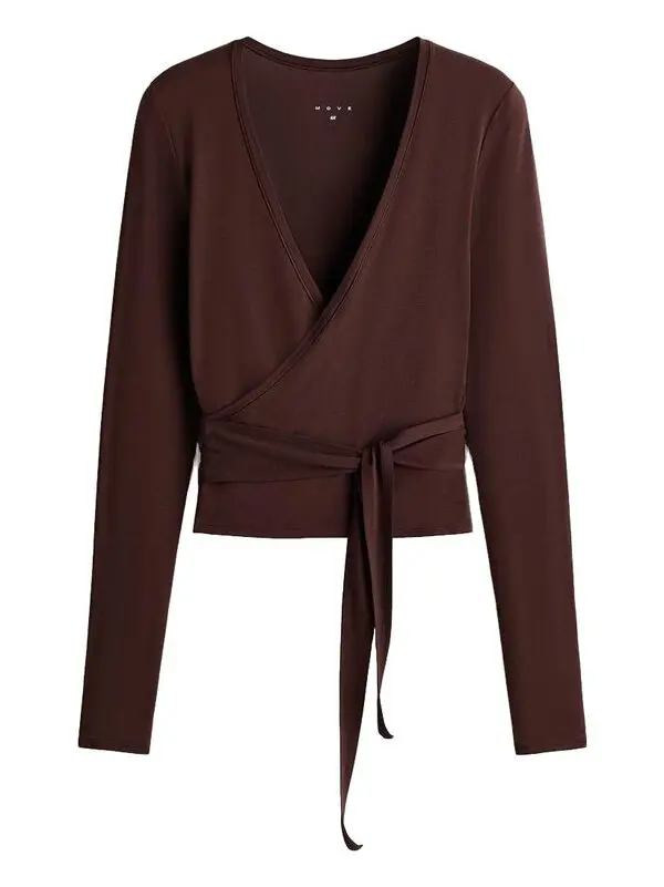 H&m Modal Jersey Wrap Sports Top - Warm Brown