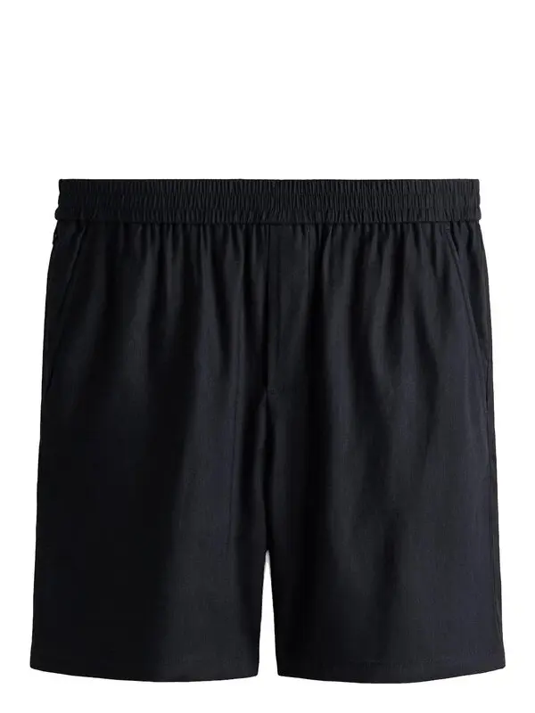 H&m Relaxed Fit Linen-blend Shorts - Navy Blue