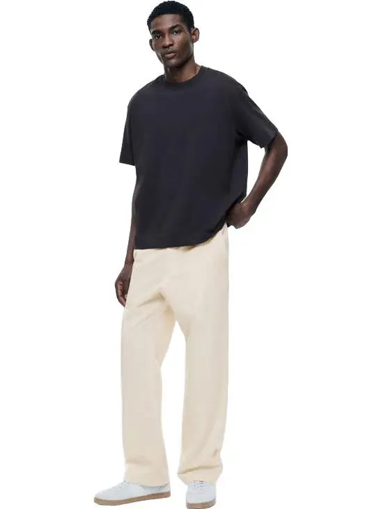 H&m Regular-fit Linen-blend Pants - Light Beige