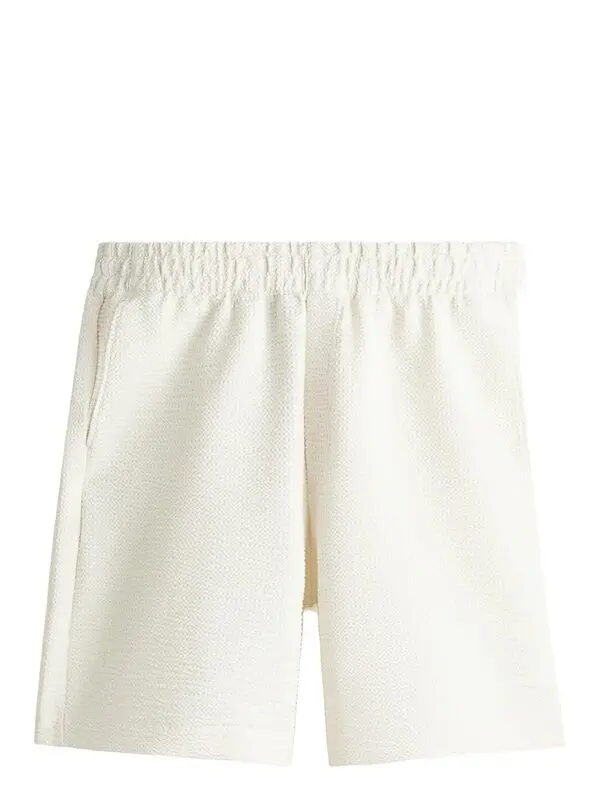 H&m Relaxed Fit Waffled Jersey Knee Length Shorts - White