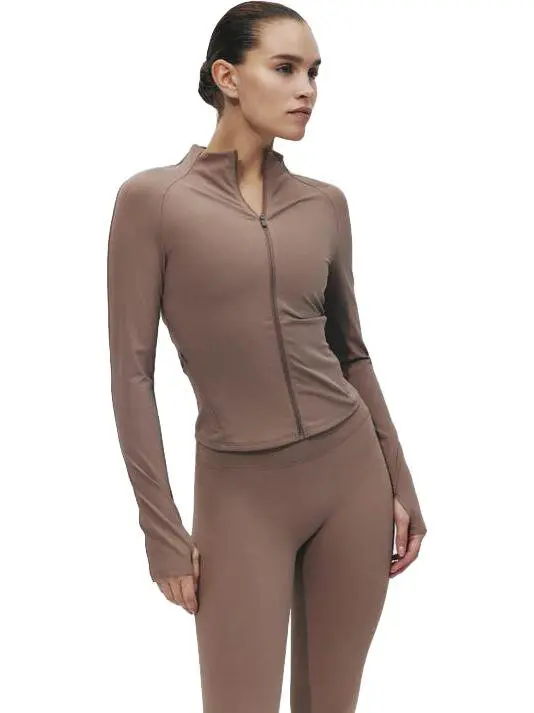 H&m Sculptmove Sports Jacket With Thumbholes - Beige