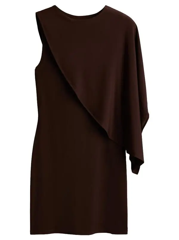 H&m Cape Detail Mini Dress - Dark Brown