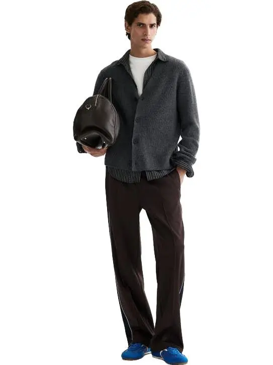H&m Relaxed Fit Track Pants - Brown/stripes