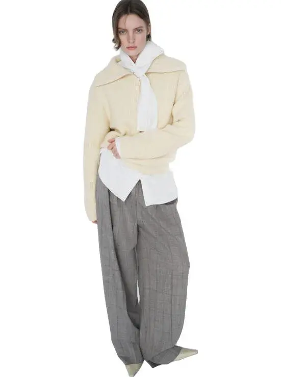 H&m Rib-knit Zip-top Jumper - Light Yellow