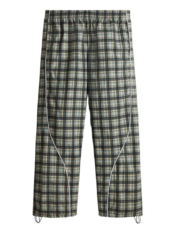 H&m Relaxed Fit Nylon Track Pants - Beige/checked