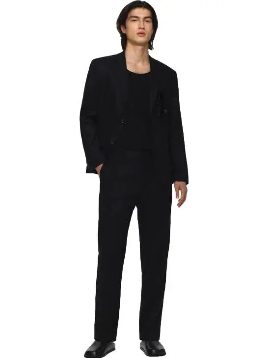 H&m Slim Fit Linen Suit Trousers - Black