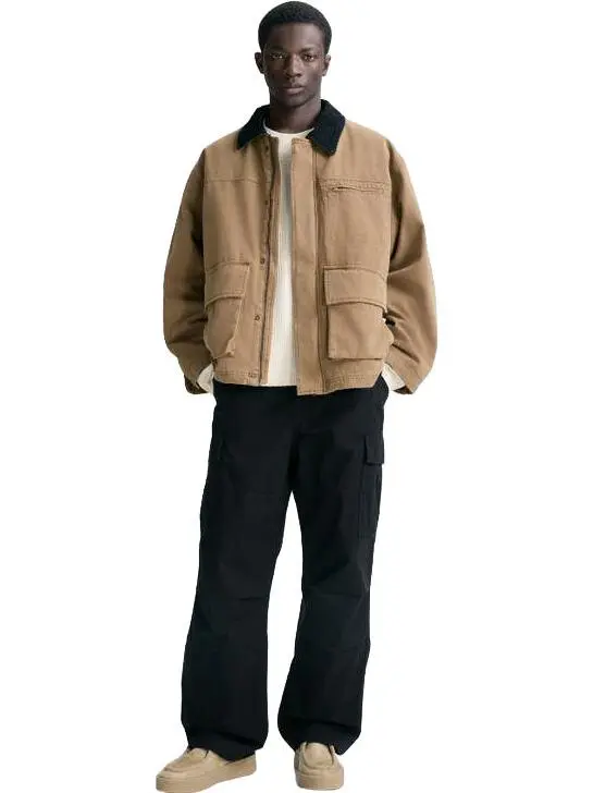 H&m Relaxed Fit Cotton Cargo Trousers - Black