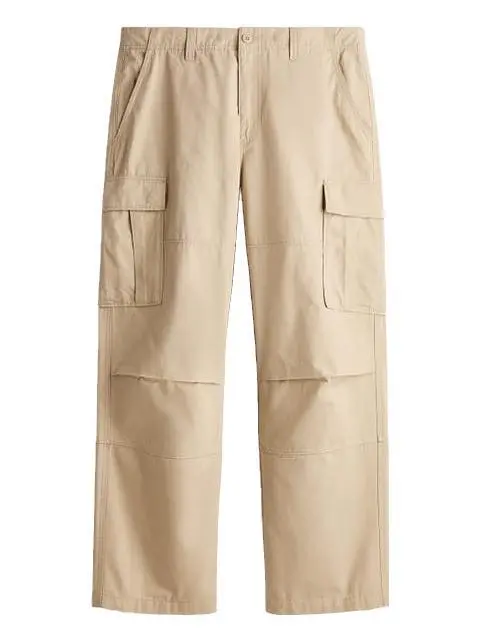 H&m Relaxed Fit Cotton Cargo Trousers - Light Beige