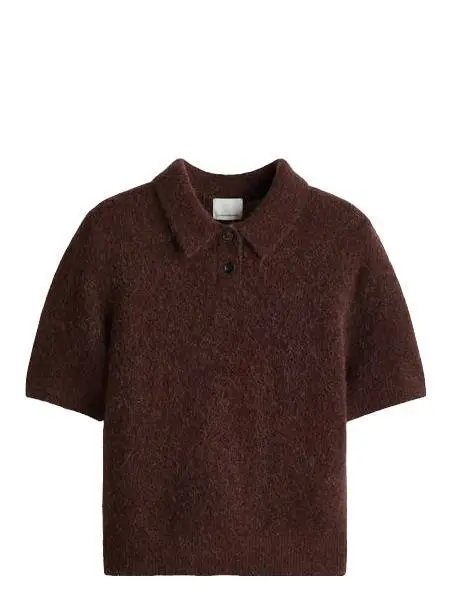 H&m Alpaca-blend Knit Polo Shirt - Dark Brown