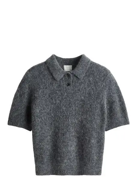 H&m Alpaca-blend Knit Polo Shirt - Dark Gray Melange