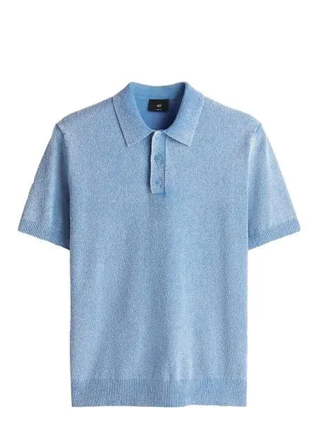 H&m Regular Fit Knitted Polo Shirt - Blue