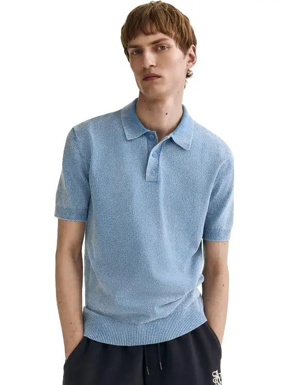 H&m Regular Fit Knitted Polo Shirt - Blue