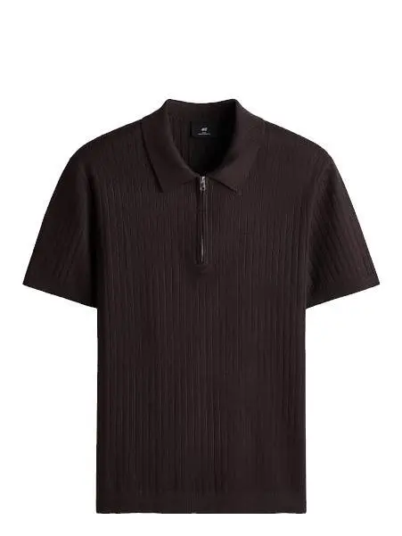 H&m Slim Fit Polo Shirt - Dark Brown
