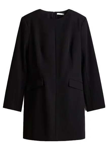 H&m Fitted Twill Short Dress - Black